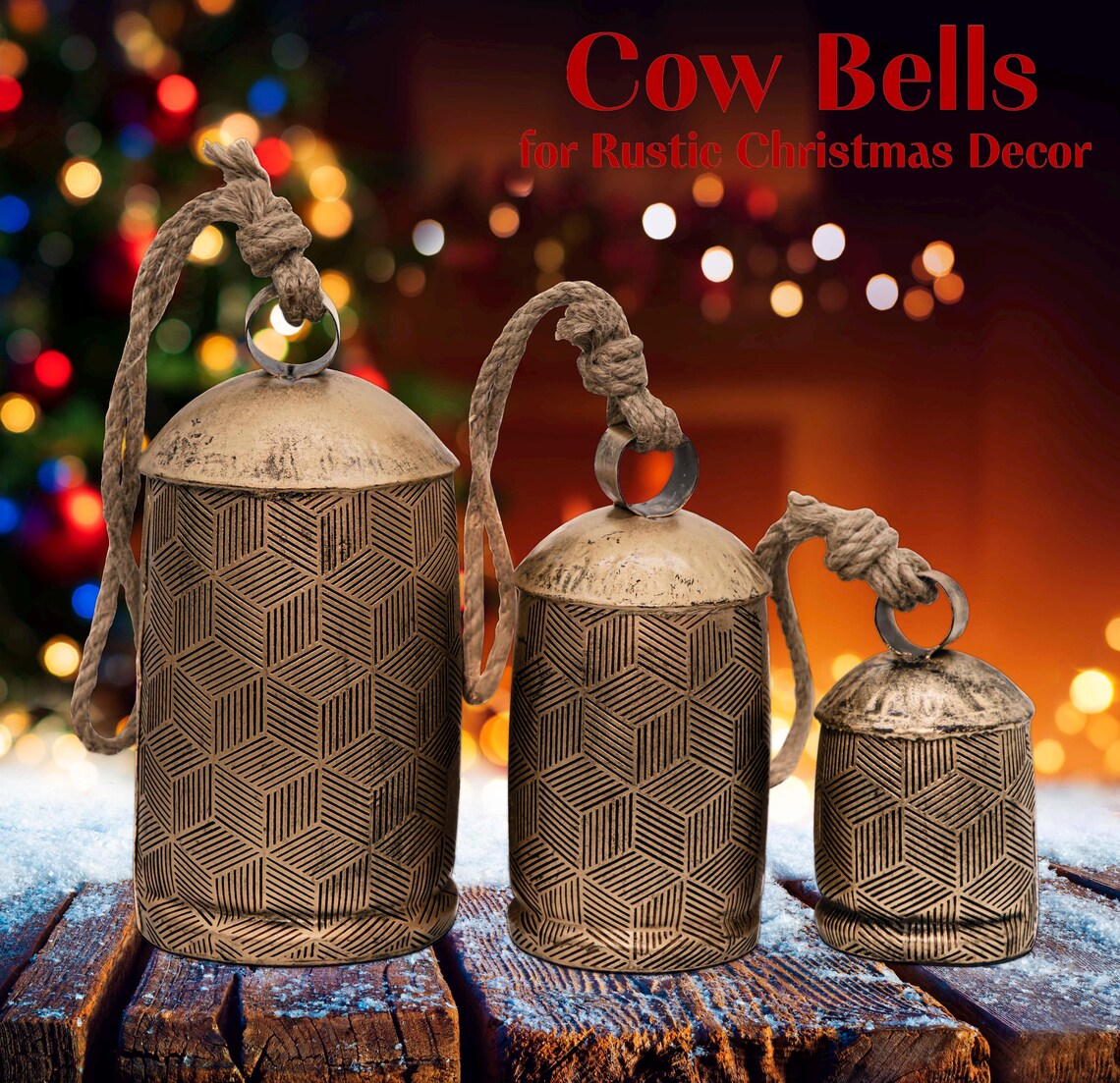 Large Christmas Bells for Decoration – Cow Bells for Rustic Christmas ...