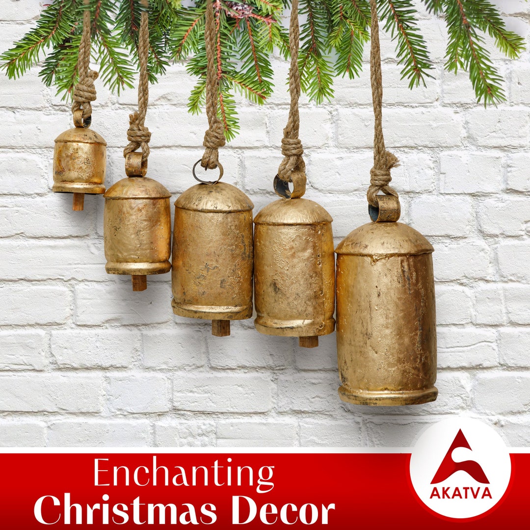 Akatva Large Christmas Bells for Decoration – Cow Bells for Rustic ...