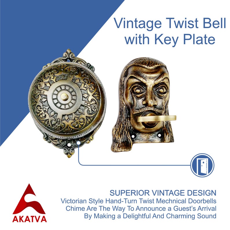 Akatva Vintage Twist Bell With Key Plate – Ring Chime – Doorbell Chime ...