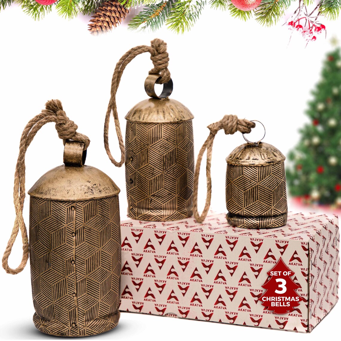 Large Christmas Bells for Decoration – Cow Bells for Rustic Christmas ...