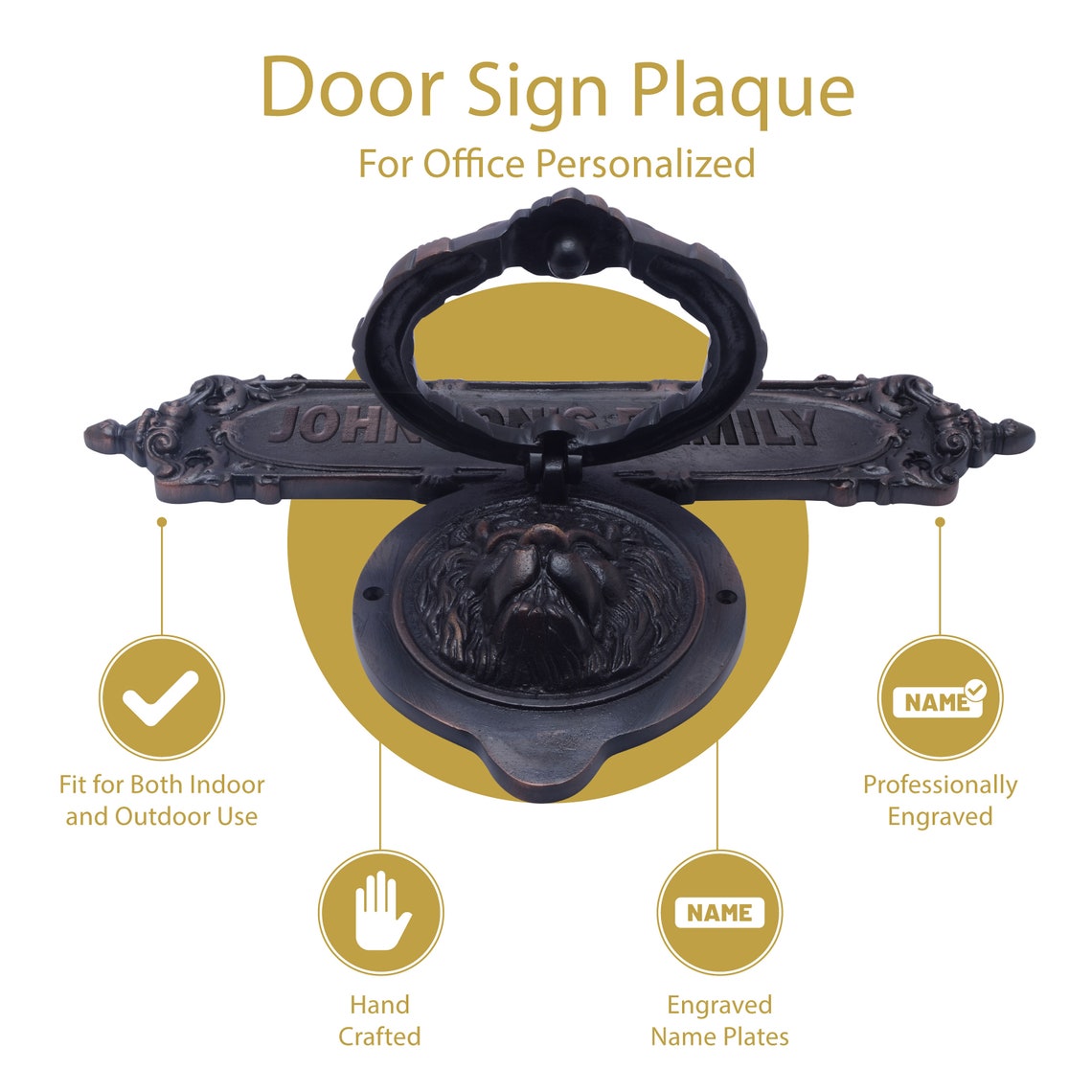 Personalized Door Knocker Plaque for Front Door Handmade | Etsy