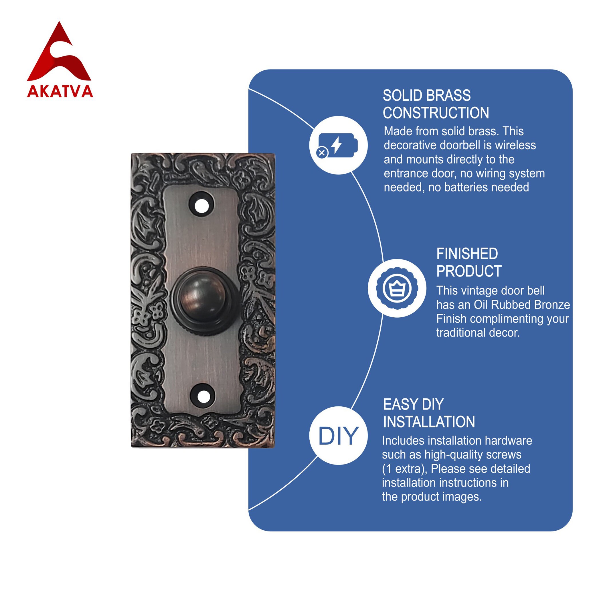 Akatva Decorative Doorbell Button – Finest Quality Bell Push Button ...