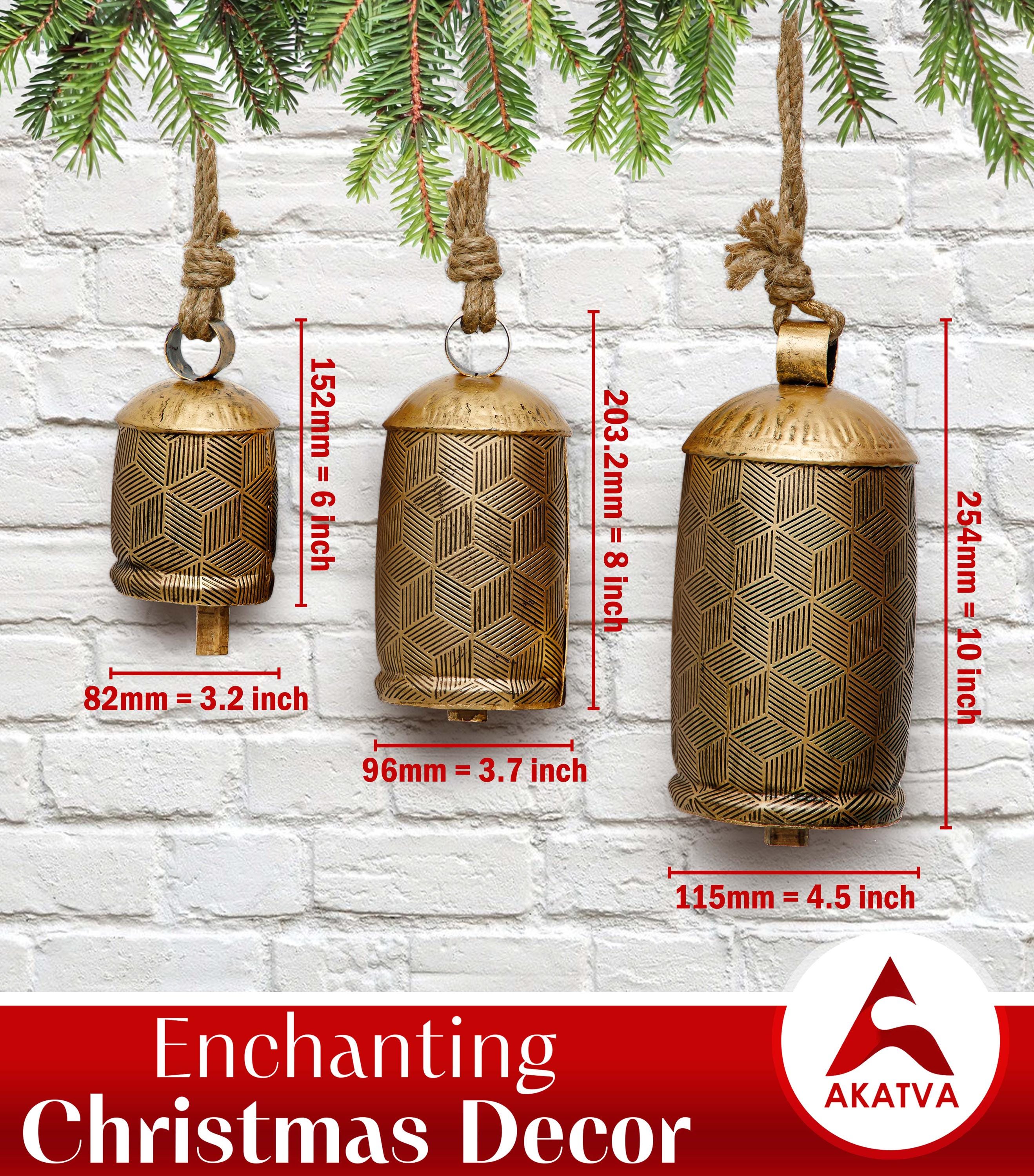 Large Christmas Bells for Decoration – Cow Bells for Rustic Christmas ...