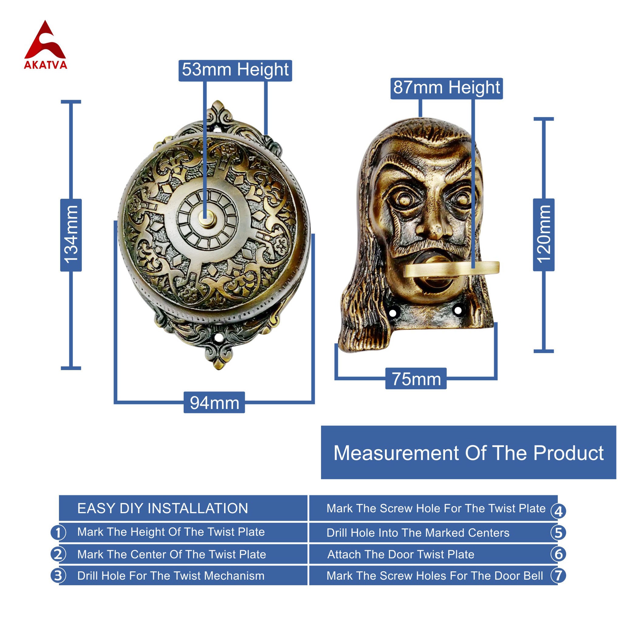 Akatva Vintage Twist Bell With Key Plate – Ring Chime – Doorbell Chime ...
