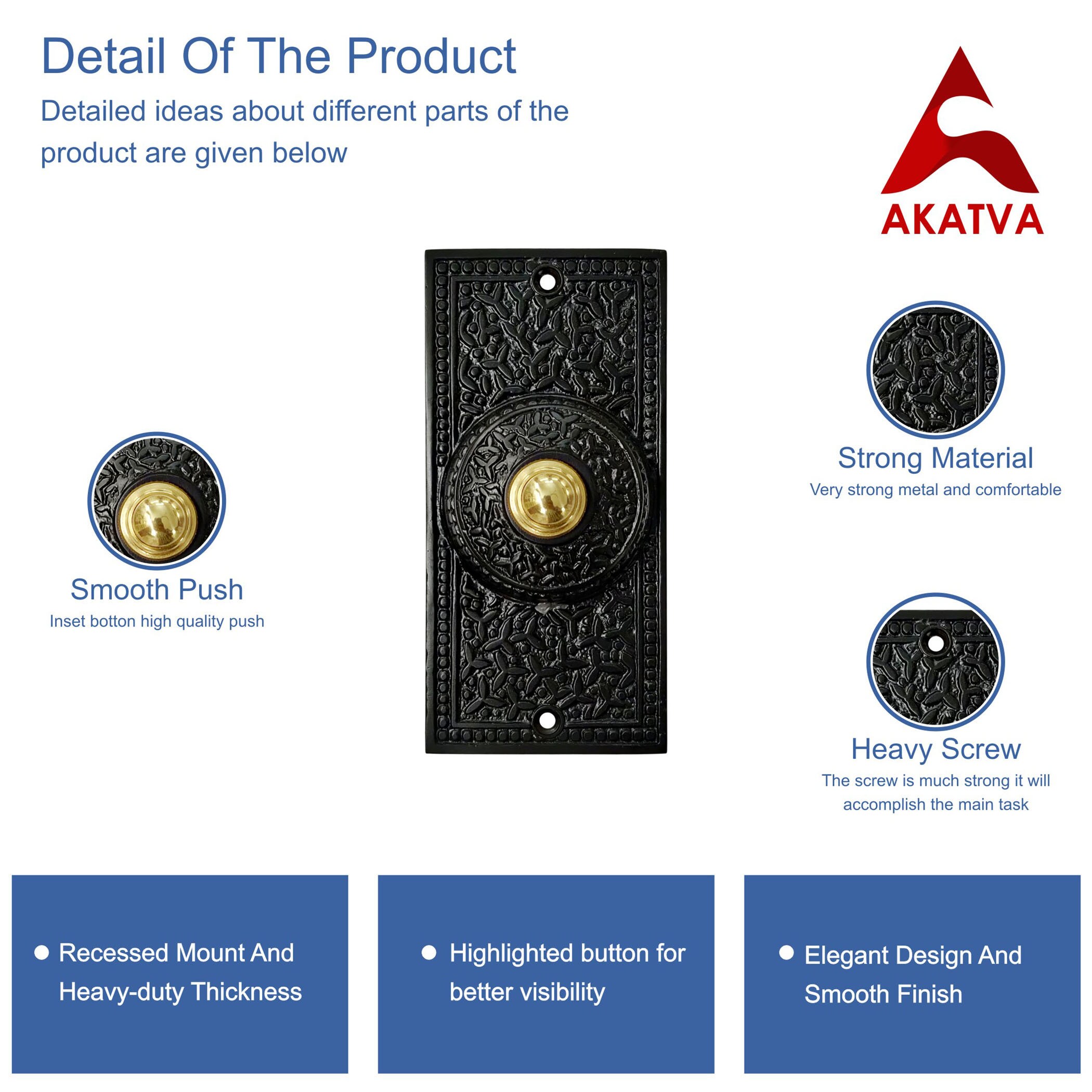 Akatva Decorative Doorbell Button Finest Quality Bell Push - Etsy