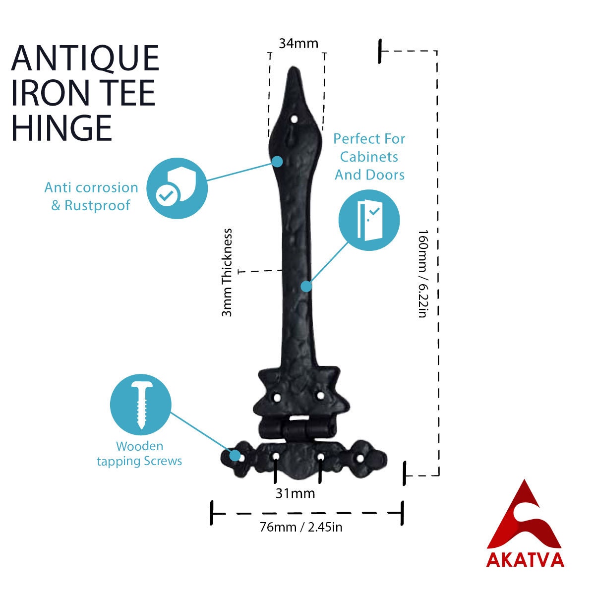 Akatva T Hinge Set 2-piece Heavy Duty Gate Hinges for Wooden - Etsy