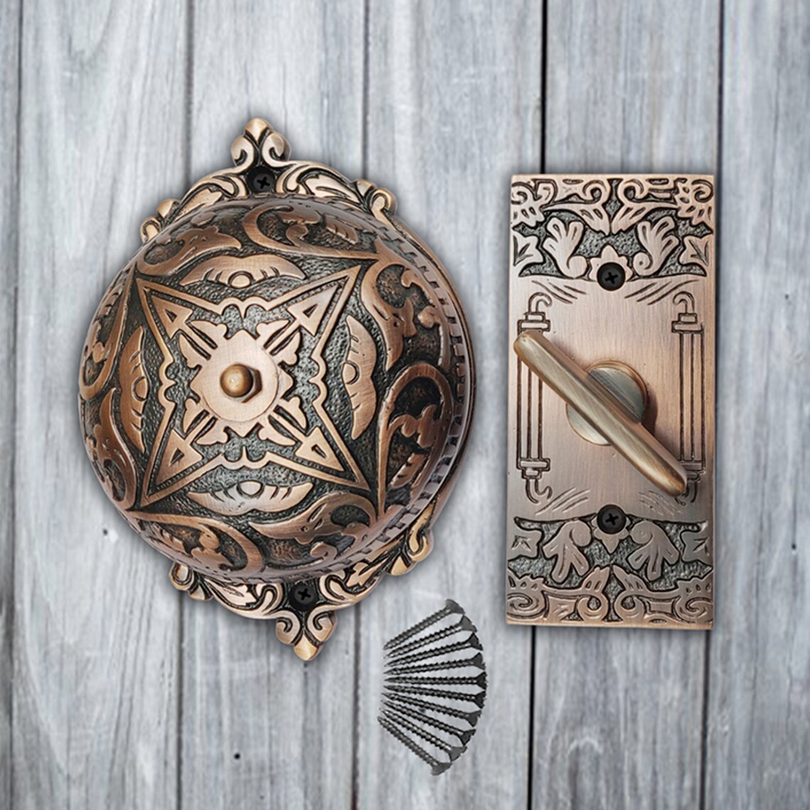 Akatva Vintage Twist Bell With Key Plate Mechanical Doorbell - Etsy