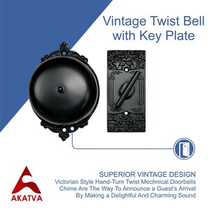 Akatva Vintage Twist Bell With Key Plate – Mechanical Doorbell for Home ...