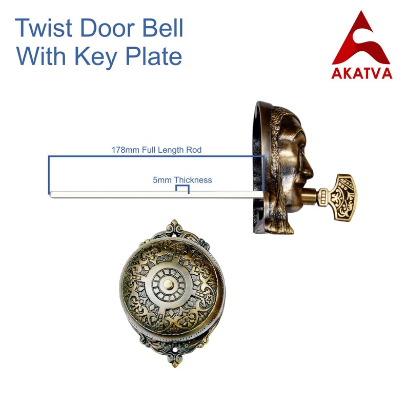 Akatva Vintage Twist Bell With Key Plate – Ring Chime – Doorbell Chime ...