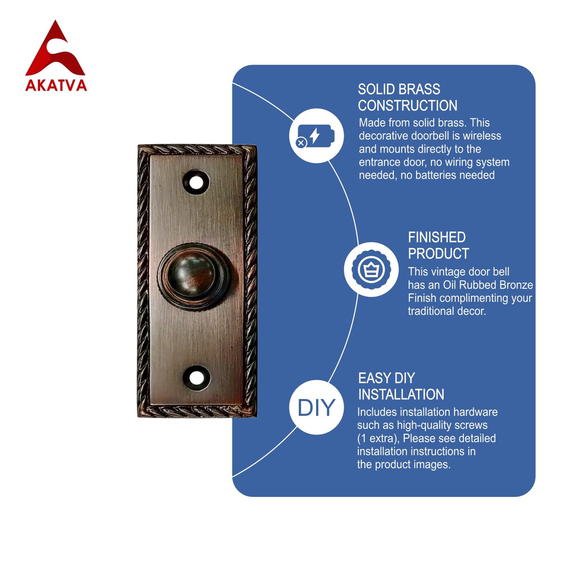 Akatva Decorative Doorbell Button Finest Quality Bell Push - Etsy