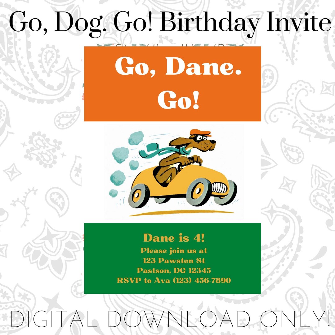Go, Dog. Go! Digital Birthday Invite - Etsy