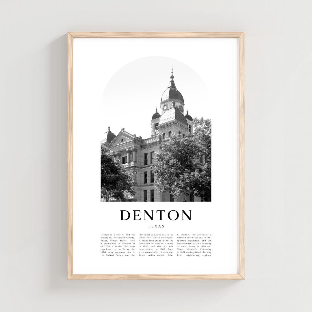 Denton Travel Poster, Denton Print, Denton Wall Art, Travel Print ...
