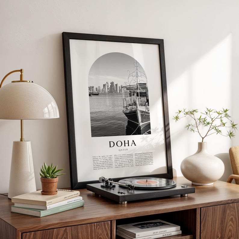 Doha Travel Poster, Doha Print, Doha Wall Art, Travel Print, Qatar City ...
