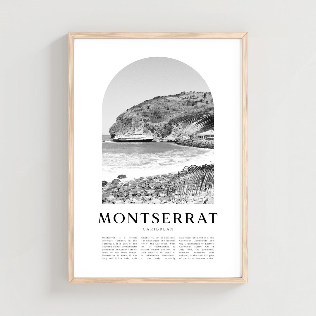 Montserrat Travel Poster, Montserrat Print, Montserrat Wall Art, Travel ...