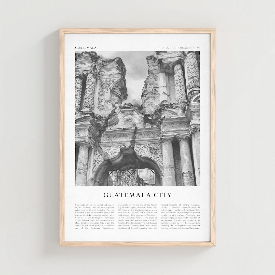 Guatemala City Travel Poster, Guatemala Vintage Print, Guatemala Retro ...