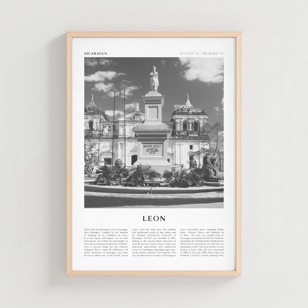 Leon Travel Poster, Leon Vintage Print, Leon Wall Art, Nicaragua Retro ...