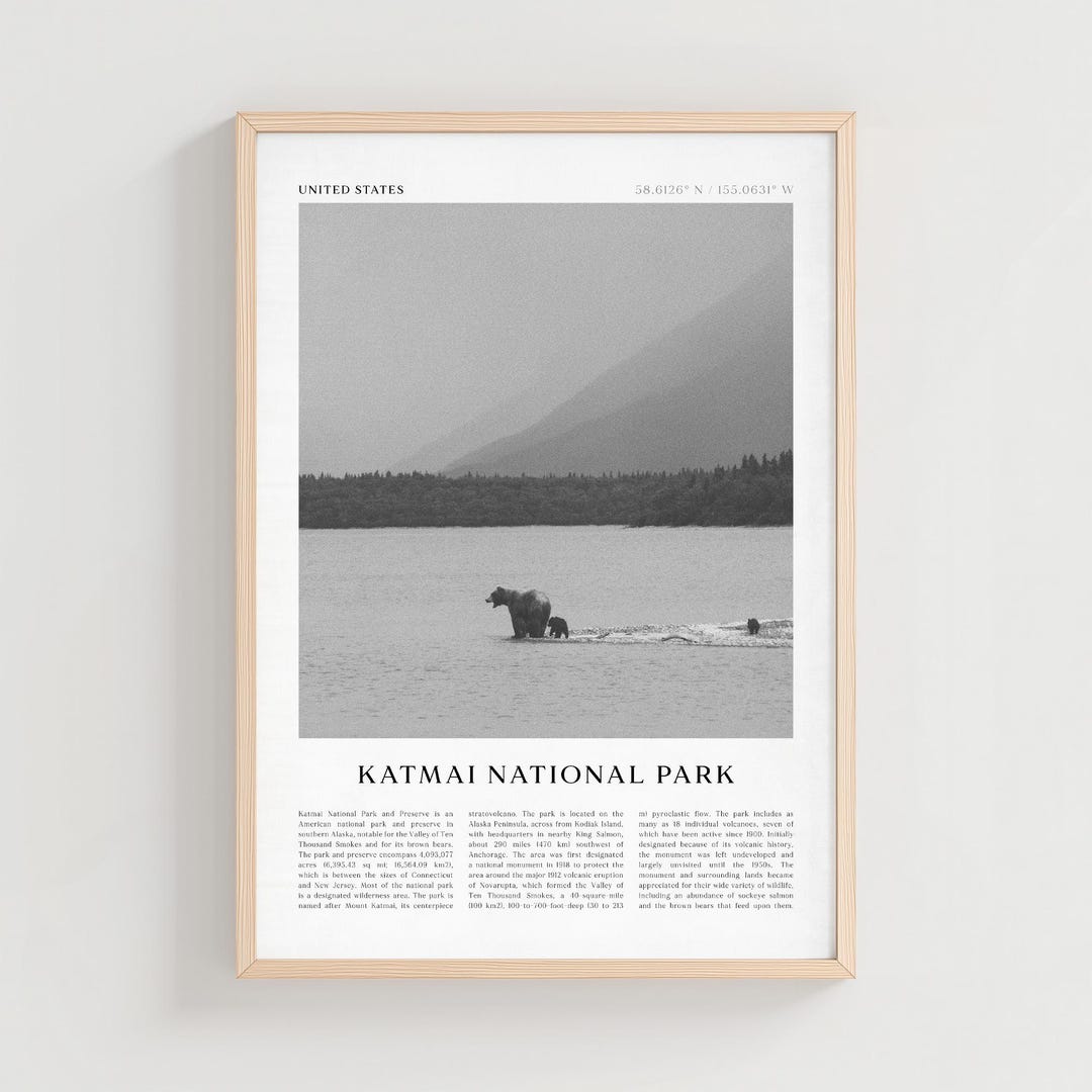 Katmai National Park Travel Poster, Katmai Vintage Print, Katmai Wall ...