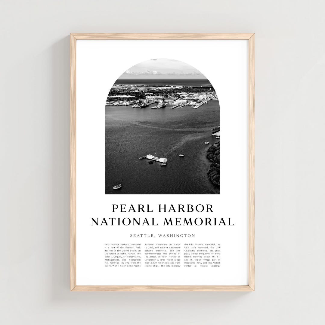 Pearl Harbor National Memorial Travel Poster, Pearl Harbor Print, Pearl ...