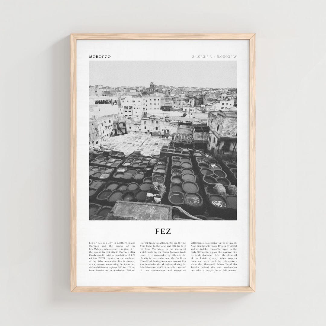 Fès Travel Poster, Fès Vintage Print, Fès Wall Art, Morocco Retro City ...