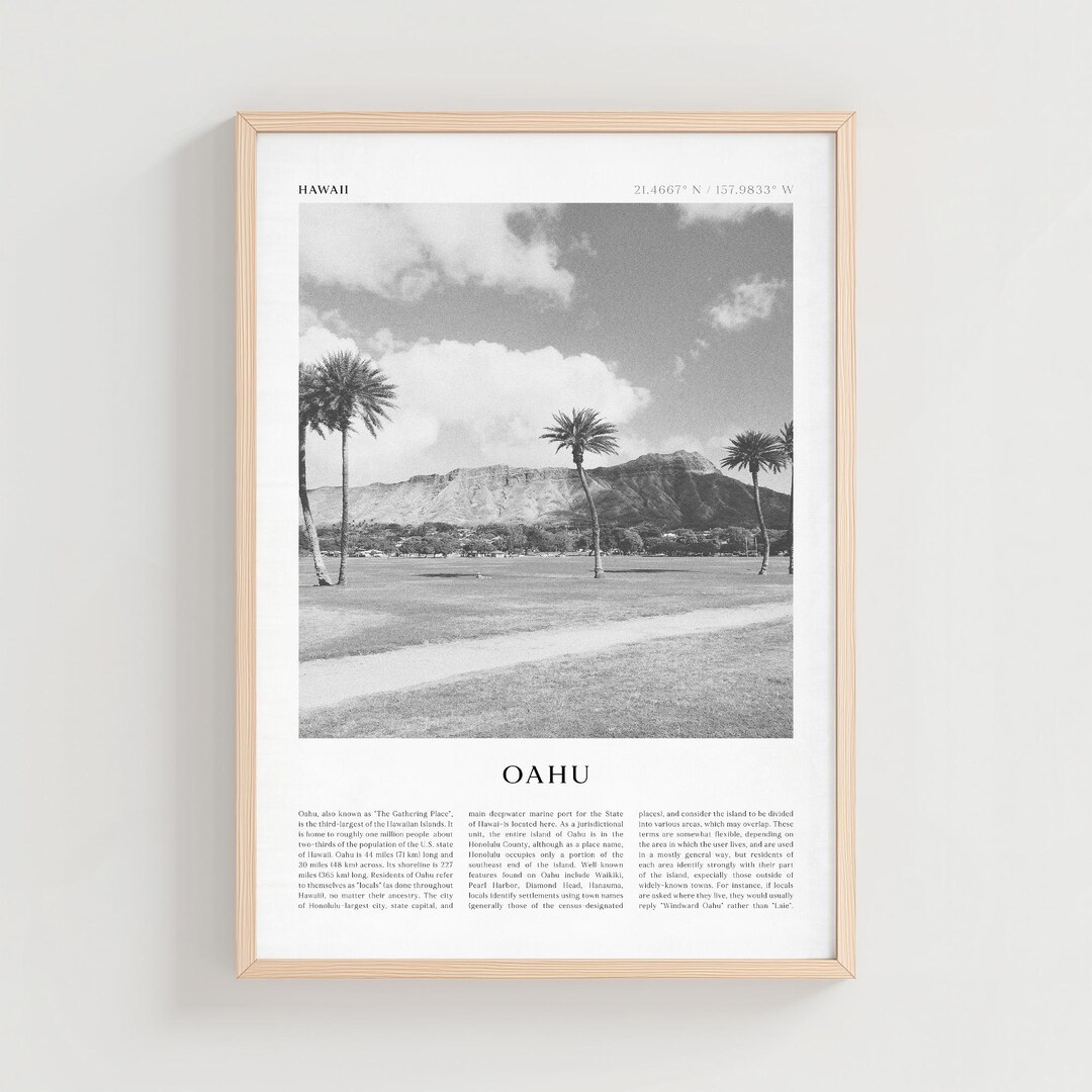 Oahu Travel Poster, Oahu Vintage Print, Oahu Wall Art, Hawaii Retro ...