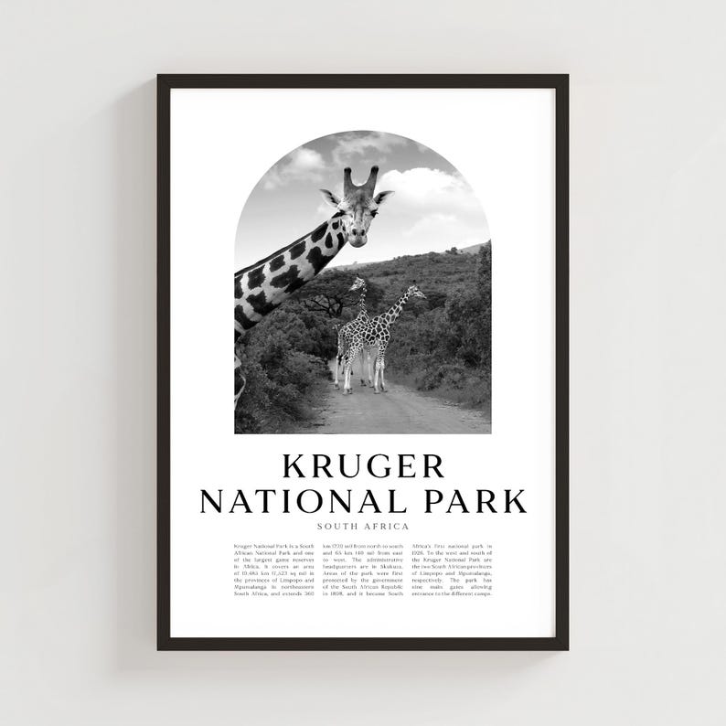 Kruger National Park Travel Poster, Kruger Print, Kruger Wall Art ...