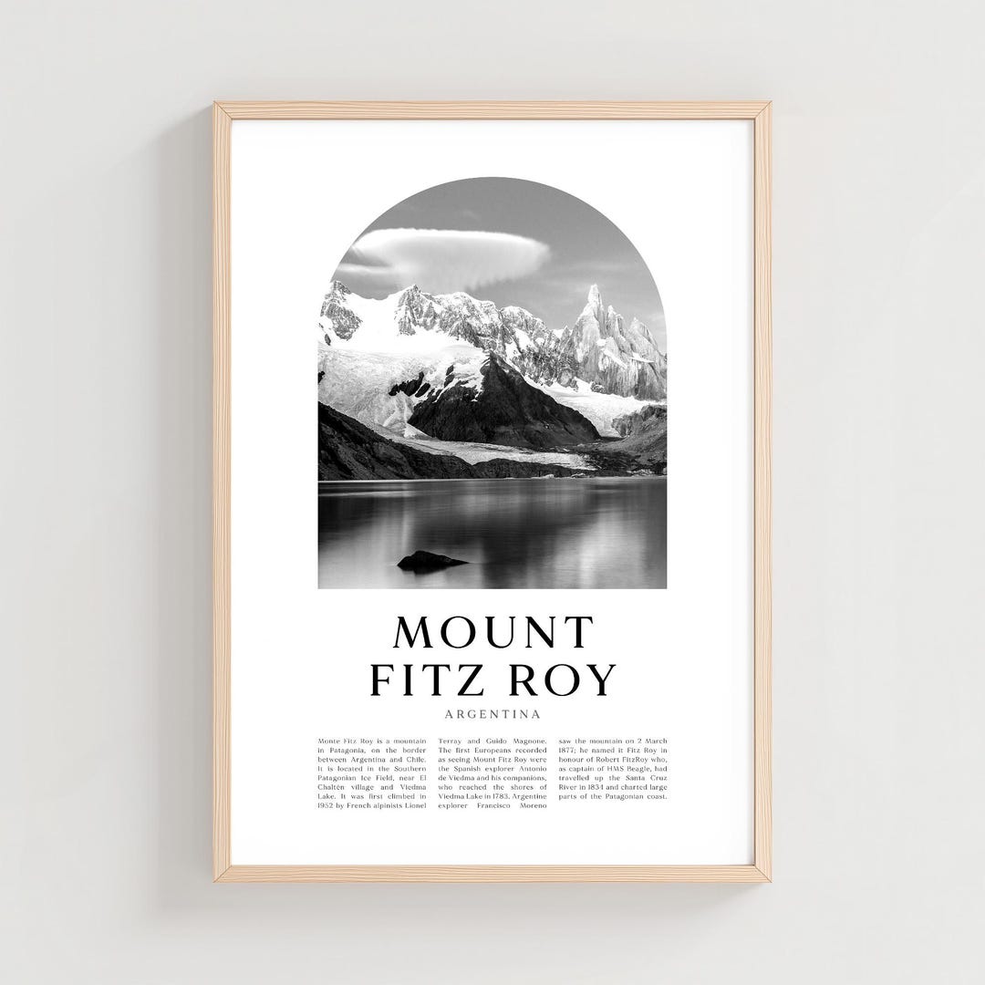 Mount Fitz Roy Travel Poster, Mount Fitz Roy Print, Mount Fitz Roy Wall ...
