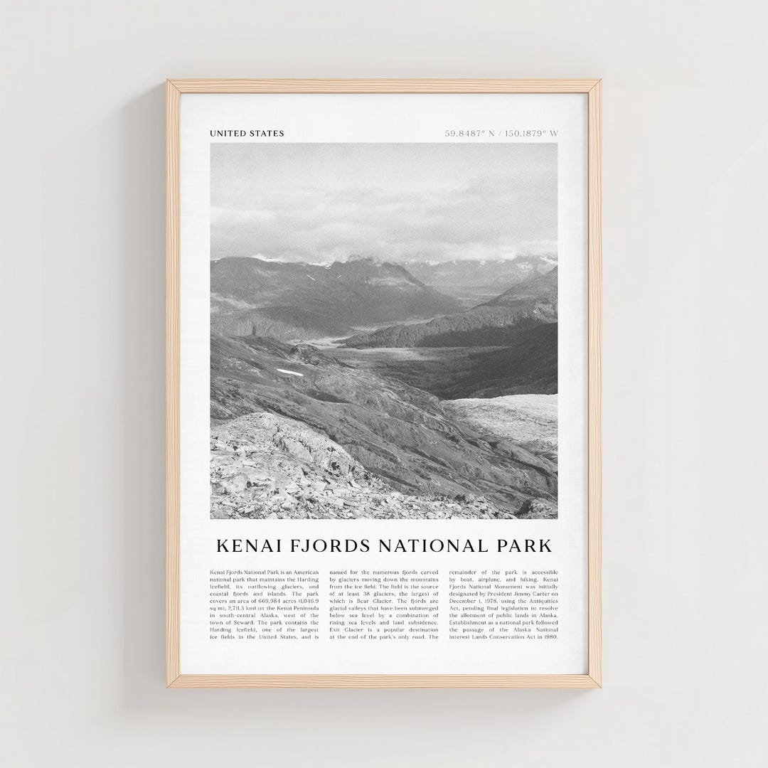 Kenai Fjords National Park Travel Poster, Kenai Fjords Vintage Print ...