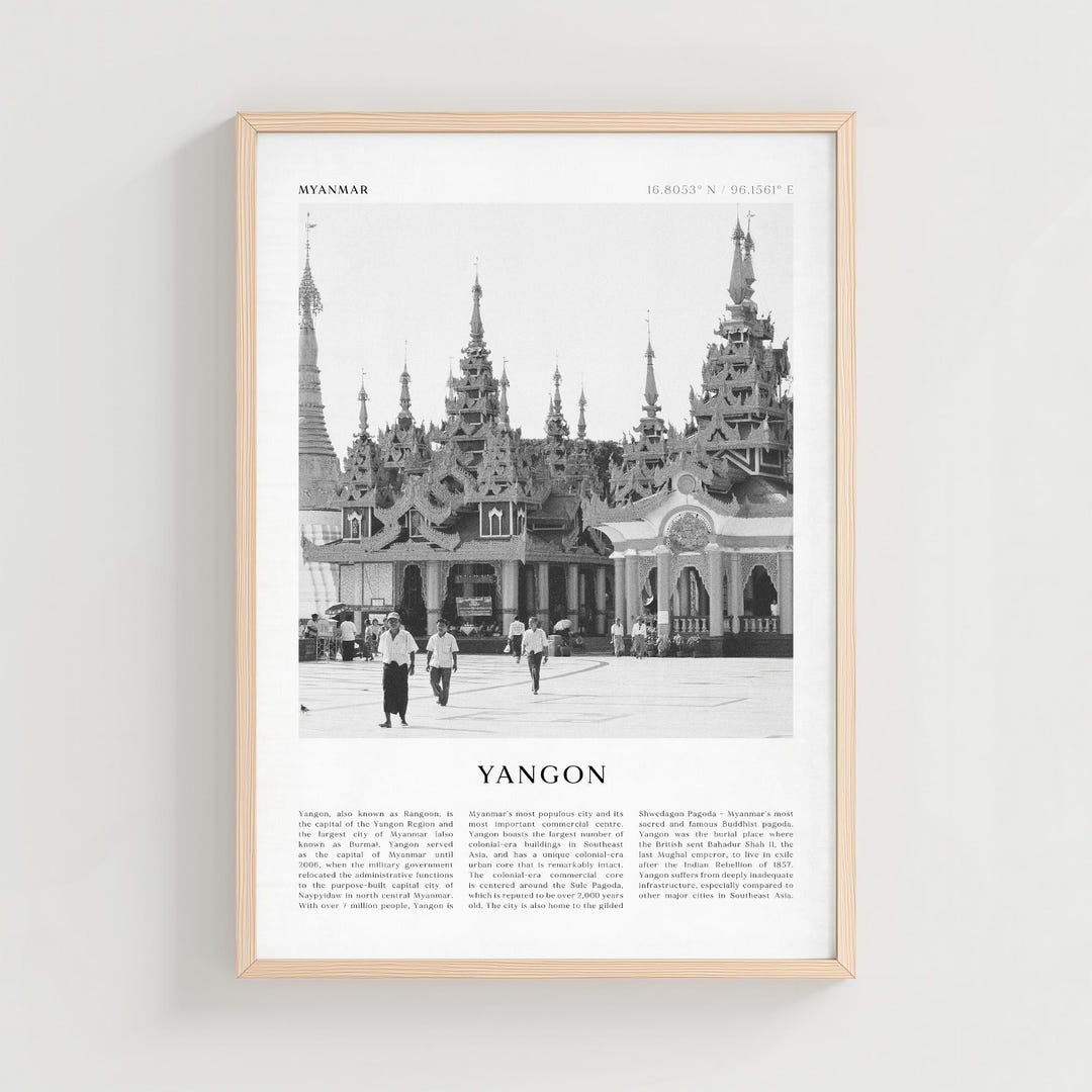 Yangon Travel Poster, Yangon Vintage Print, Yangon Wall Art, Myanmar ...