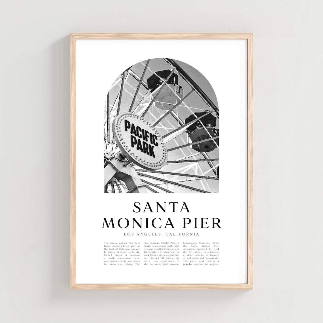 Santa Monica Pier Travel Poster, Santa Monica Print, Santa Monica Wall ...