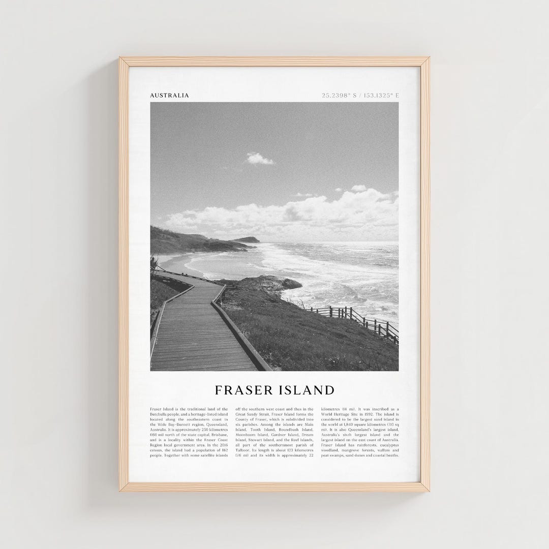 Fraser Island Travel Poster, Fraser Vintage Print, Fraser Wall Art ...