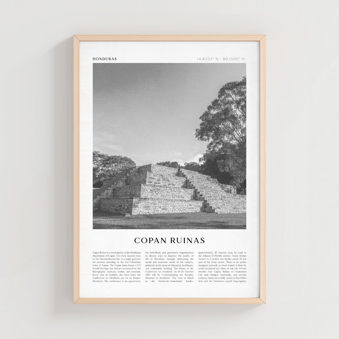 Copan Ruinas Travel Poster, Copan Ruinas Vintage Print, Honduras Retro ...