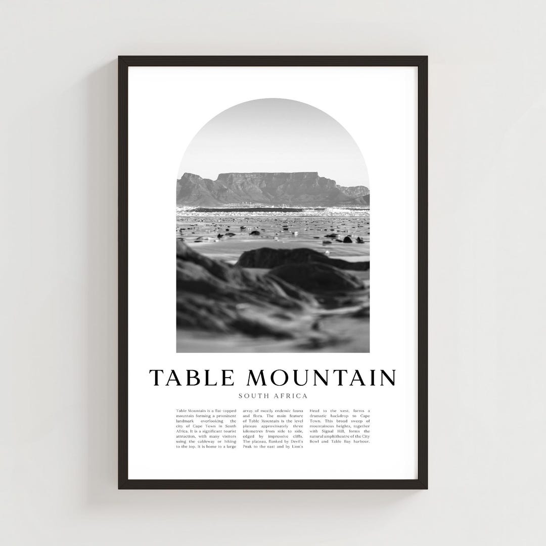 Table Mountain Travel Poster, Table Mountain Print, Table Wall Art ...