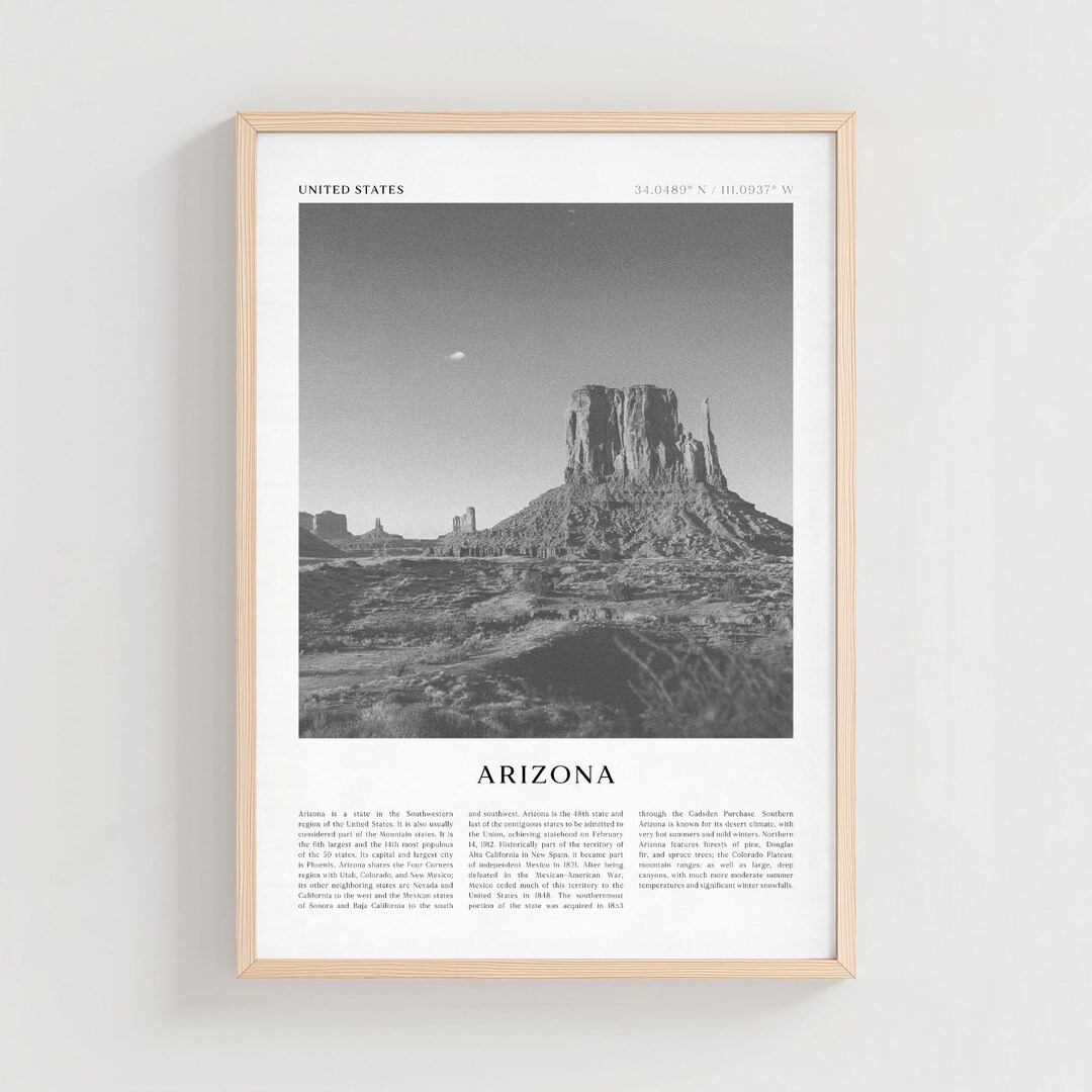 Arizona Travel Poster, Arizona Vintage Print, Arizona Wall Art, United ...