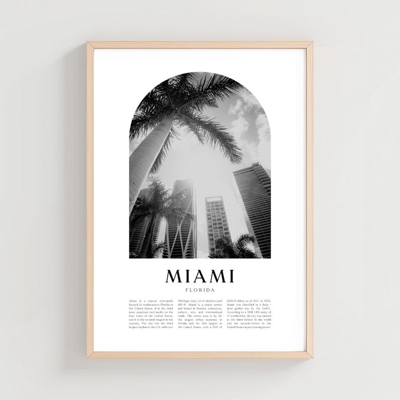 Miami Travel Poster, Miami Print, Miami Wall Art, Travel Print, Florida ...