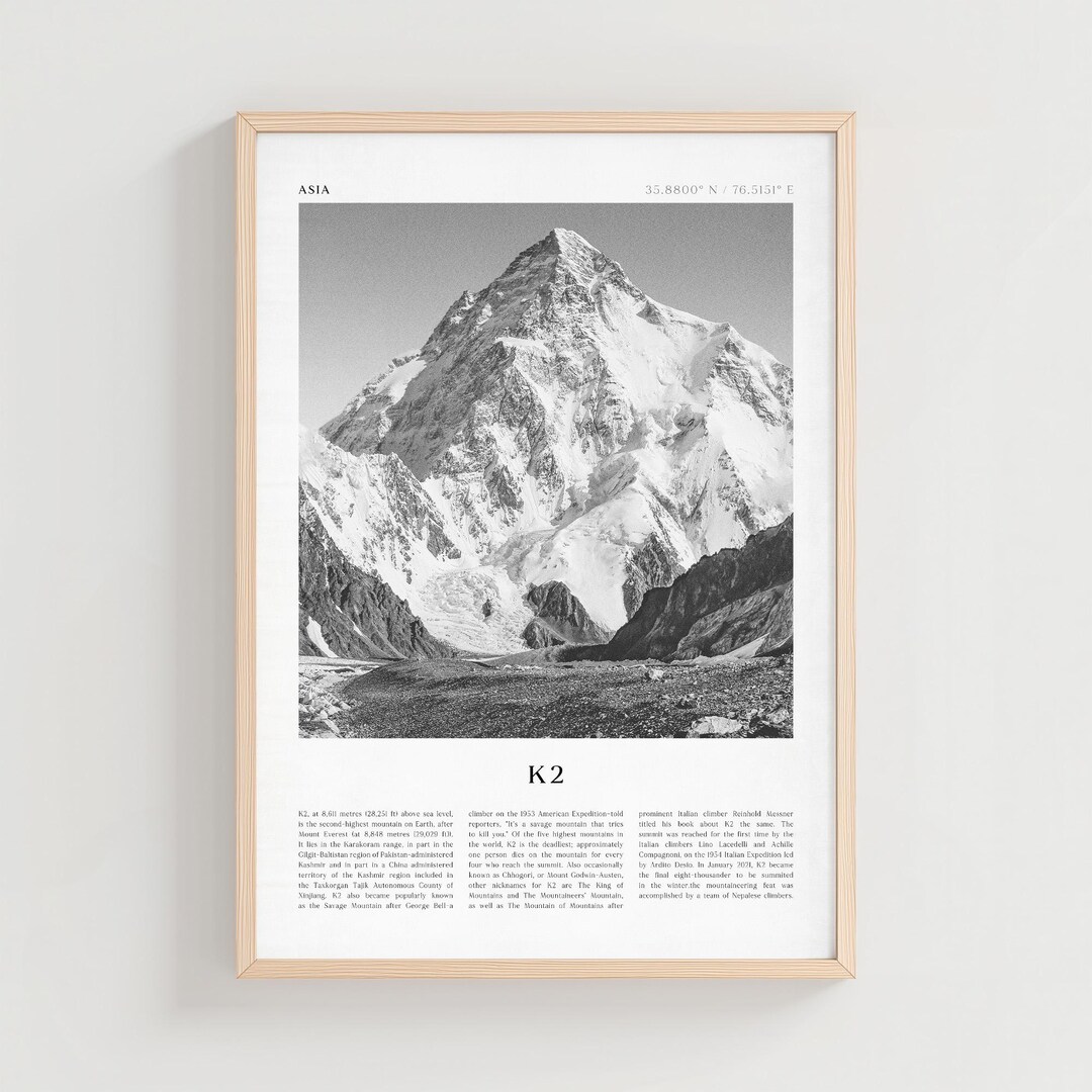 K2 Travel Poster, K2 Vintage Print, K2 Wall Art, Asia Retro City Art ...