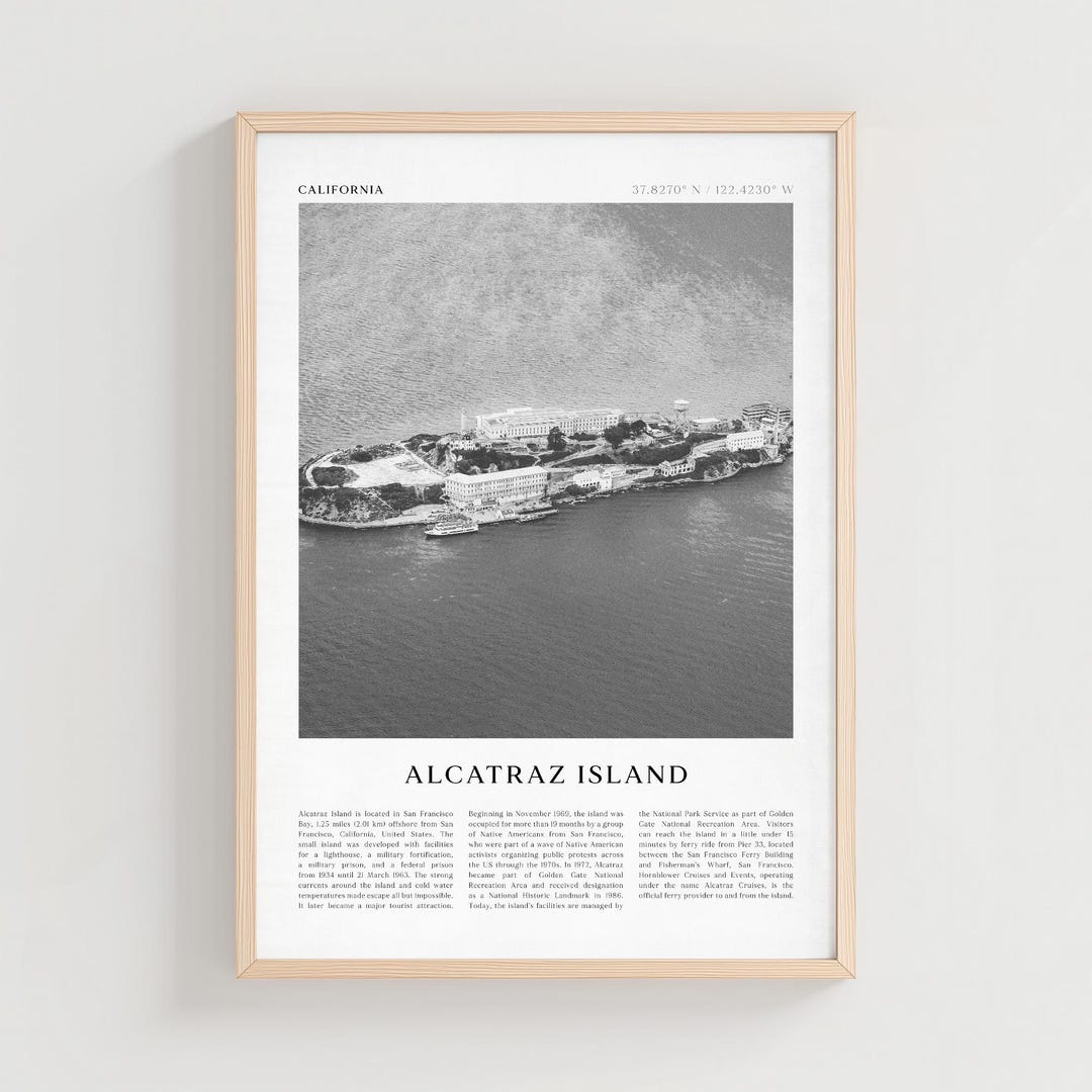 Alcatraz Island Travel Poster, Alcatraz Vintage Print, Alcatraz Wall ...
