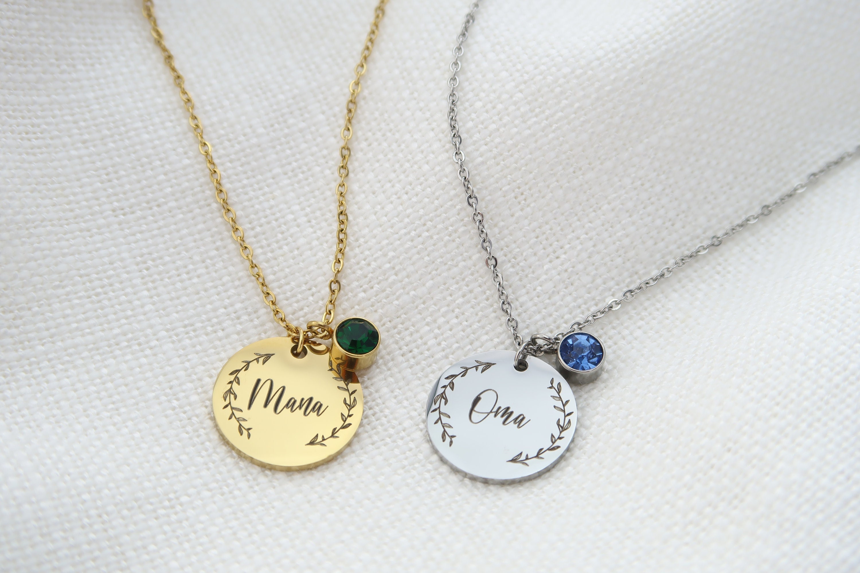 Personalisierte Namenskette mit Geburtsstein Kette aus - Etsy.de