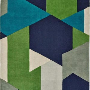 Rectangular Modern Geometrical Design Multi Colour Colour Handmade ...