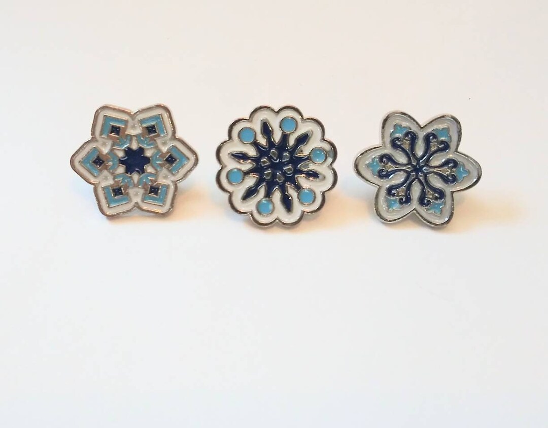 Snowflake Pins Blue Geometric Perfect Sized Lapel Pins - Etsy