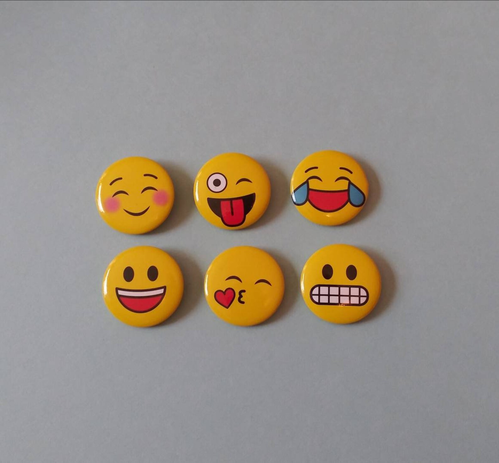 Lapel Button Pins EMOJI Button Pins Laughing Kissing Smiling - Etsy