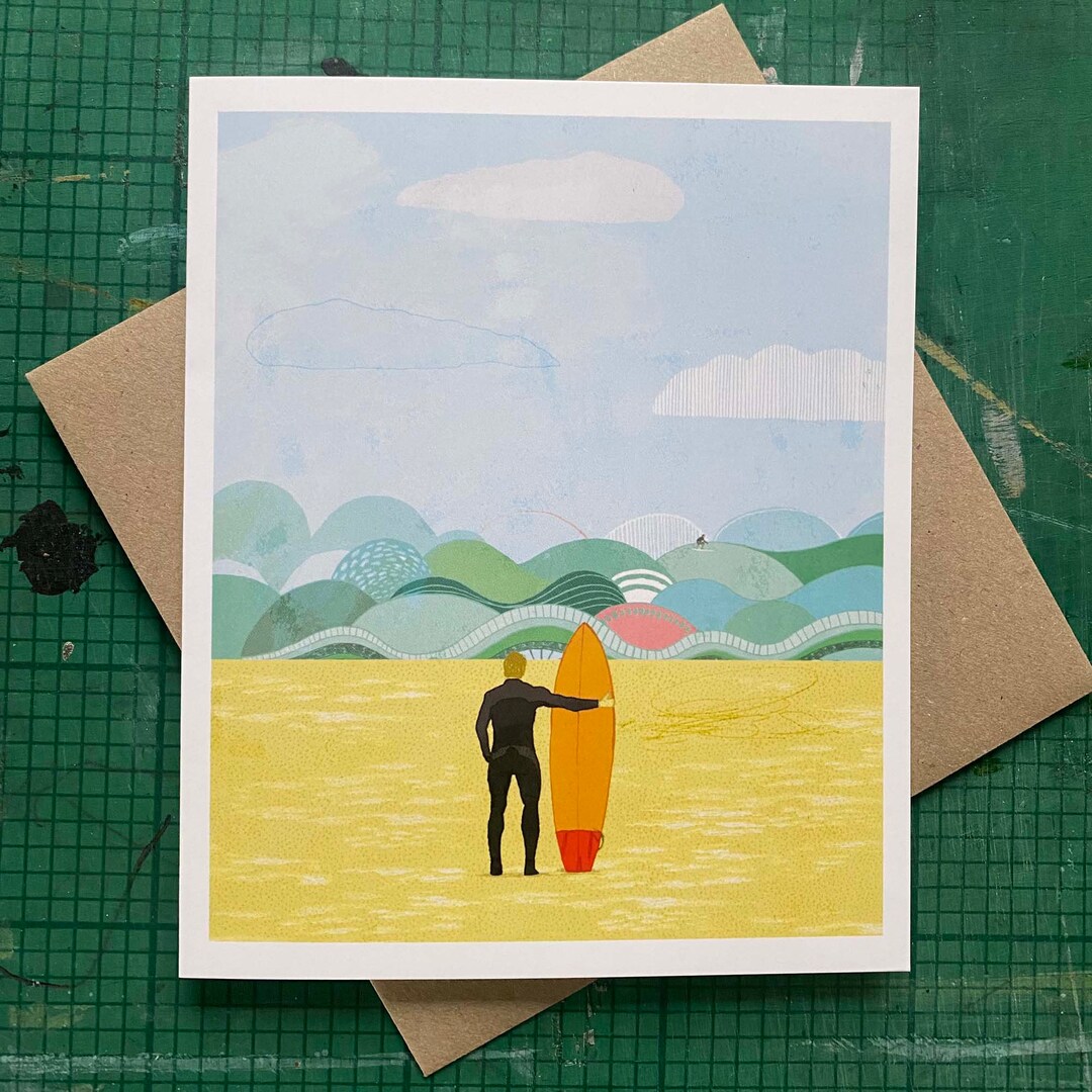 Surf Greetings Card, Surfer Card, Surf Board, Surfing Art Card BOGOF - Etsy
