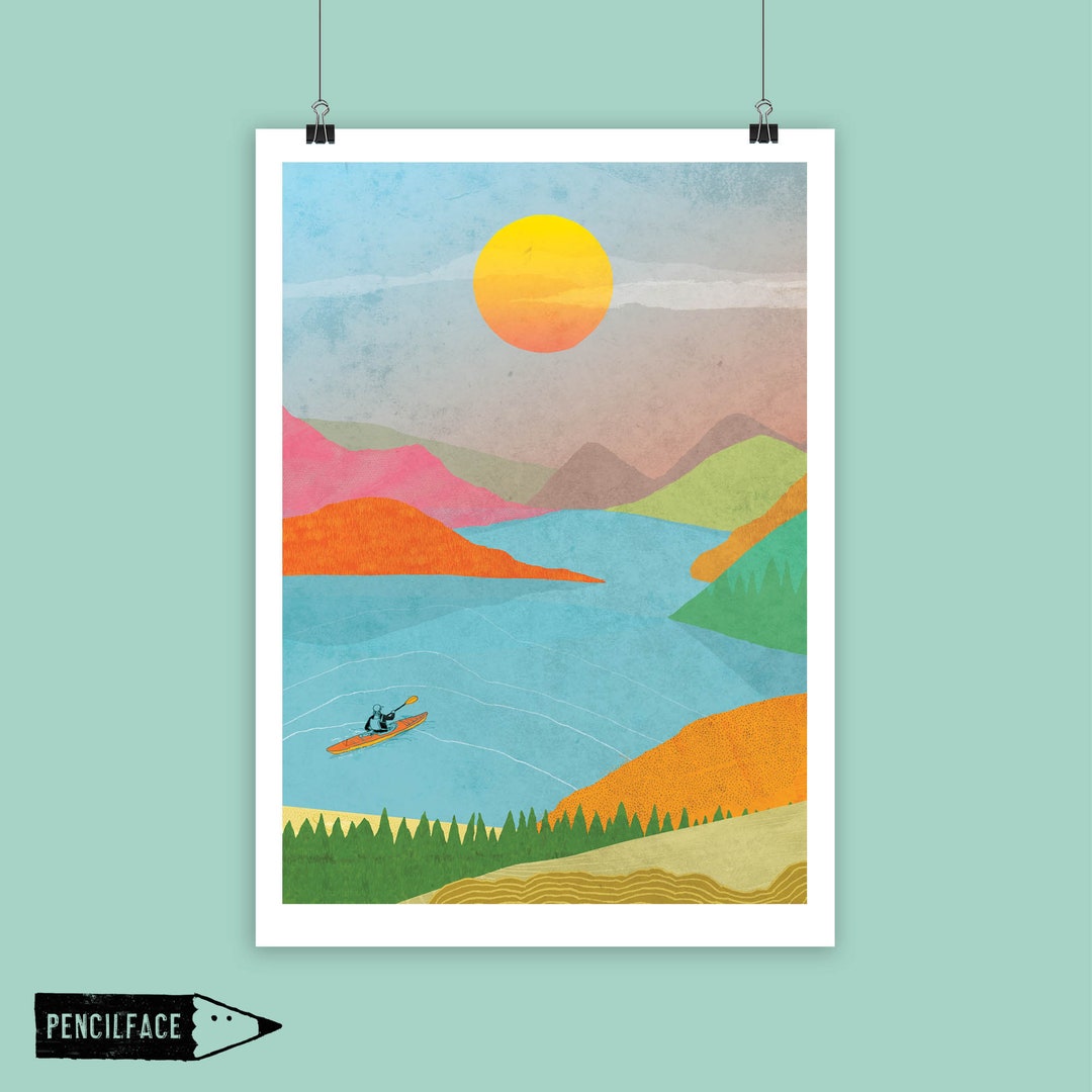 Kayak Art Print, Paddling Art Print, Kayaking Artwork, Kayaking Poster ...