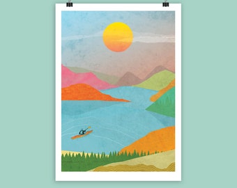 Art Poster - Parts of a Kayak - - Multiple Sizes - Hang as Is, or Fits ...