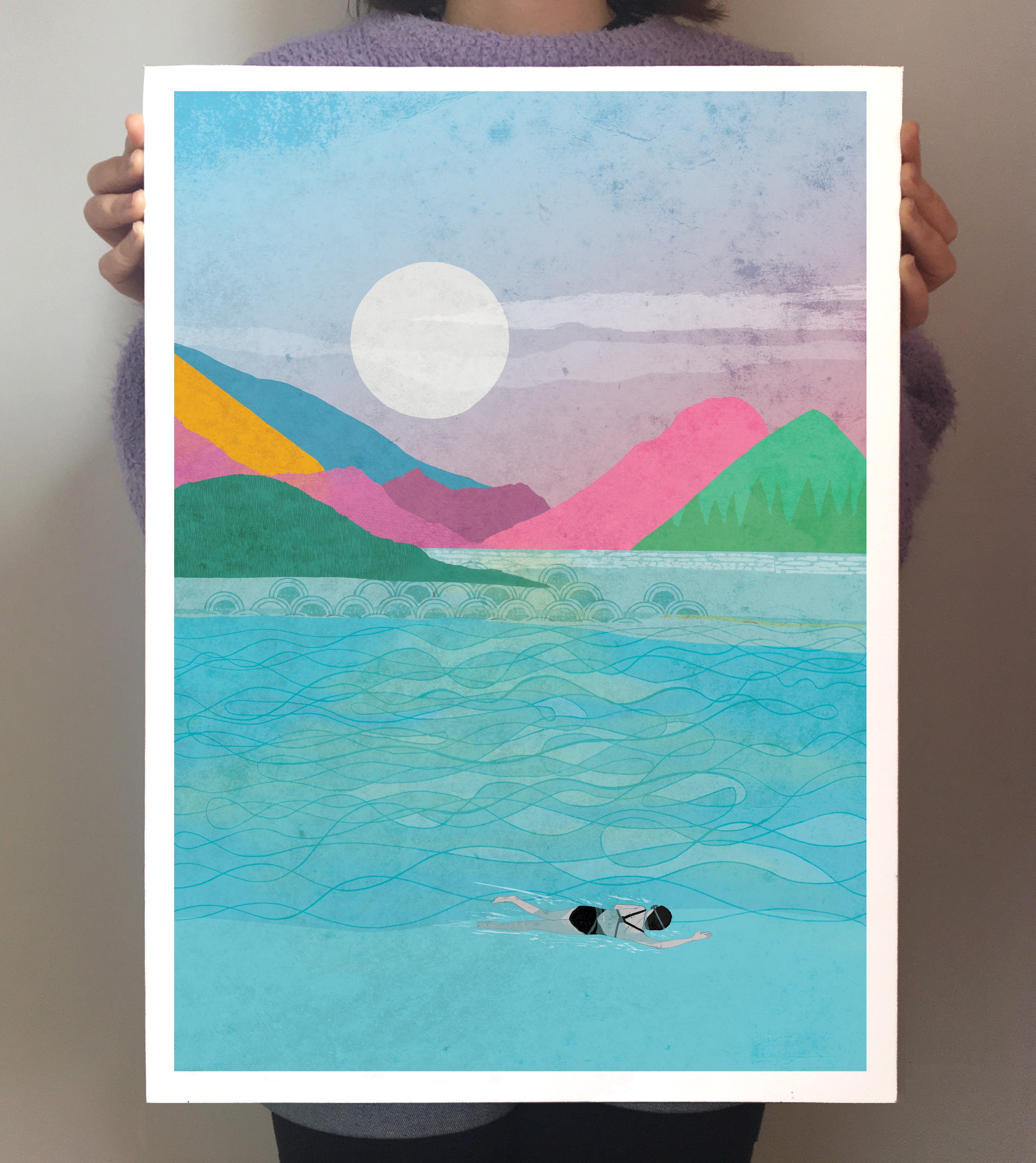 Wild Swimming Art Print, Wild Swim Poster Artwork, Night Swimming - Etsy
