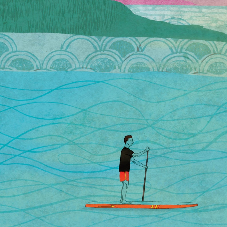 SUP Art Print Paddle Boarding Paddle Board Artwork Paddle - Etsy