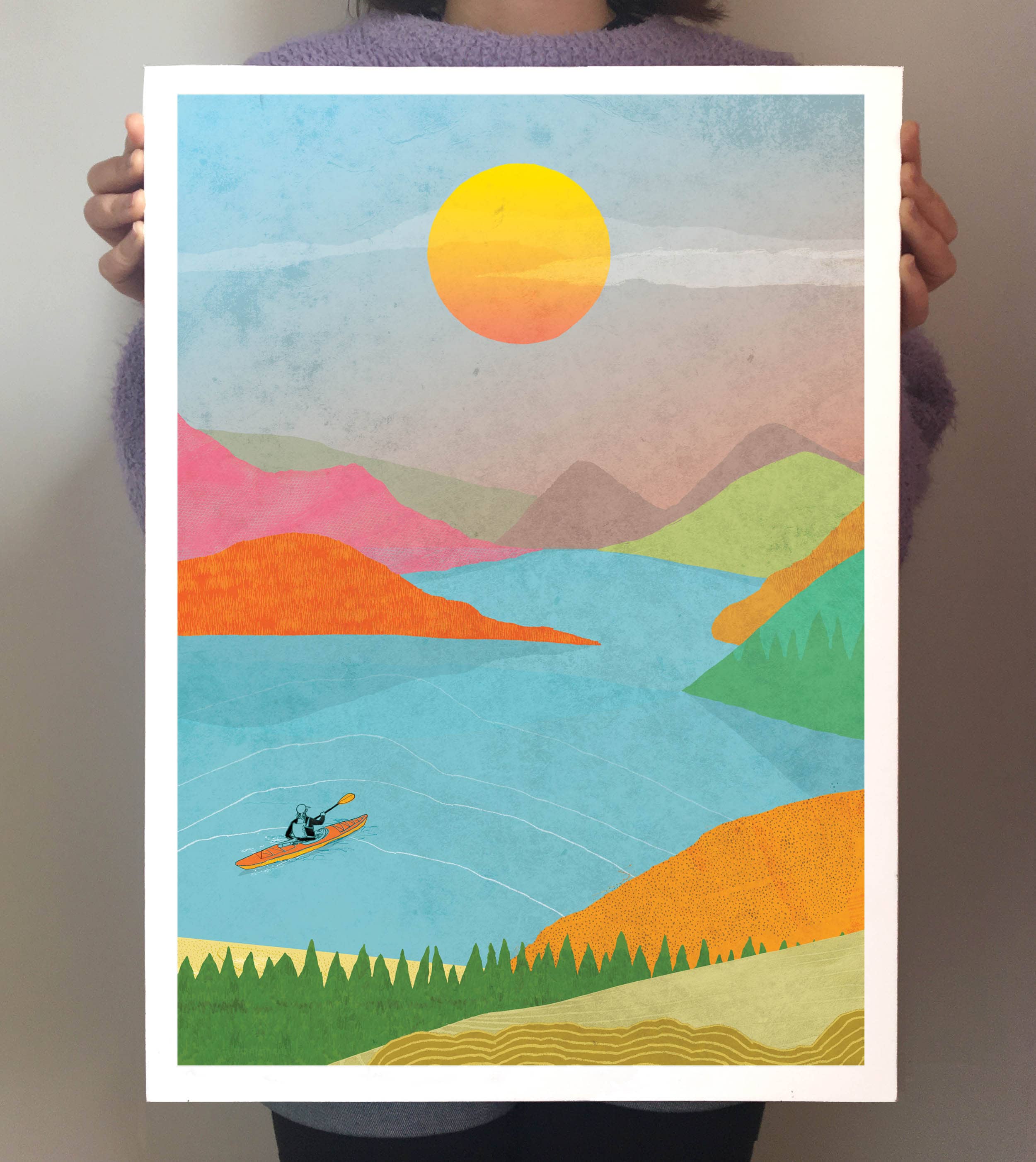 Kayak Art Print, Paddling Art Print, Kayaking Artwork, Kayaking Poster ...