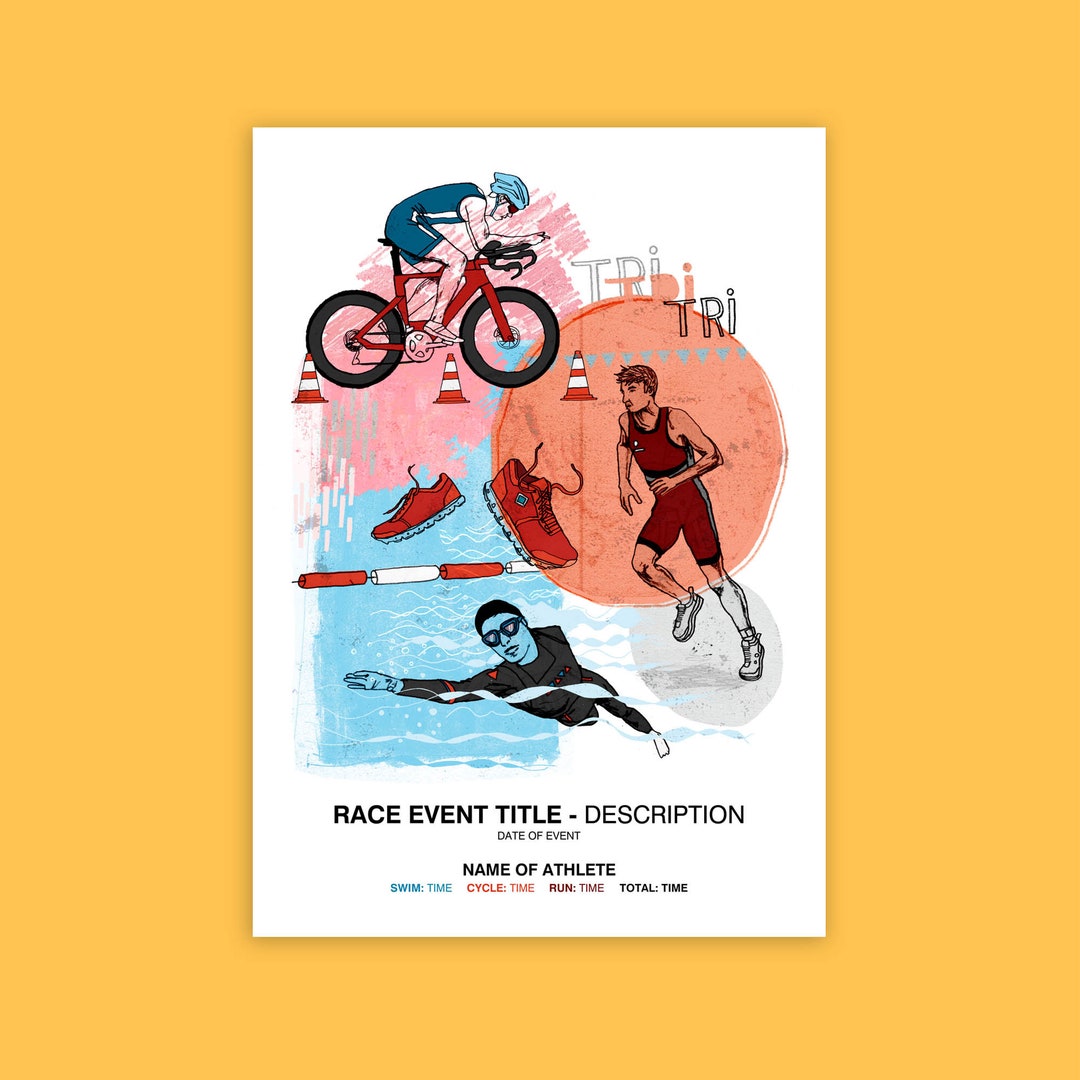 Personalised Triathlon Art Print, Triathlon Poster Art - Etsy