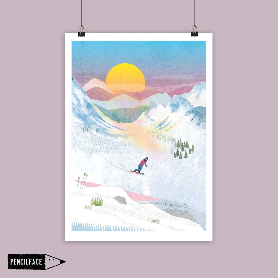 Snowboarding Print, Snowboard Poster, Snowboard Artwork, Snowboarder ...