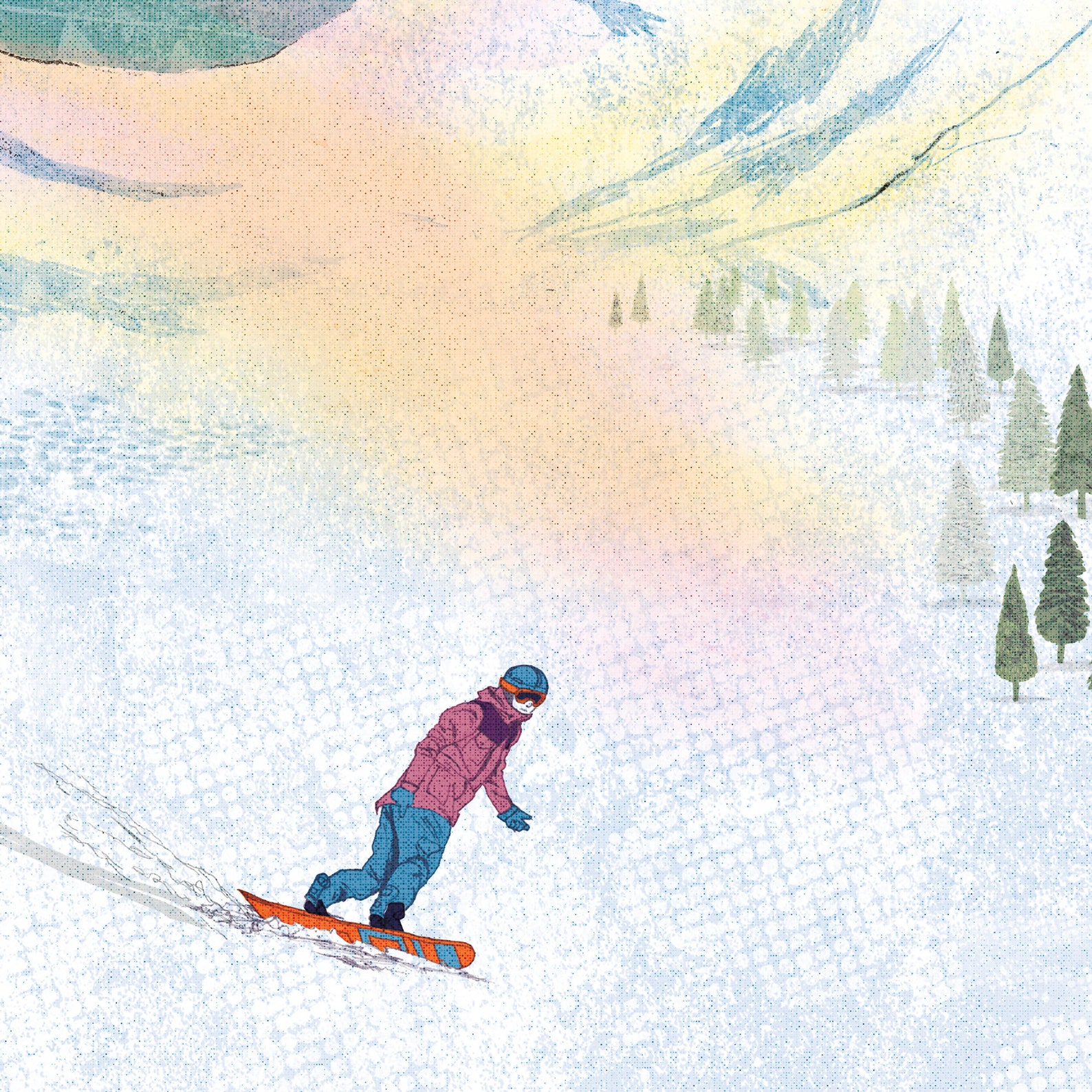 Snowboarding Print, Snowboard Poster, Snowboard Artwork, Snowboarder ...