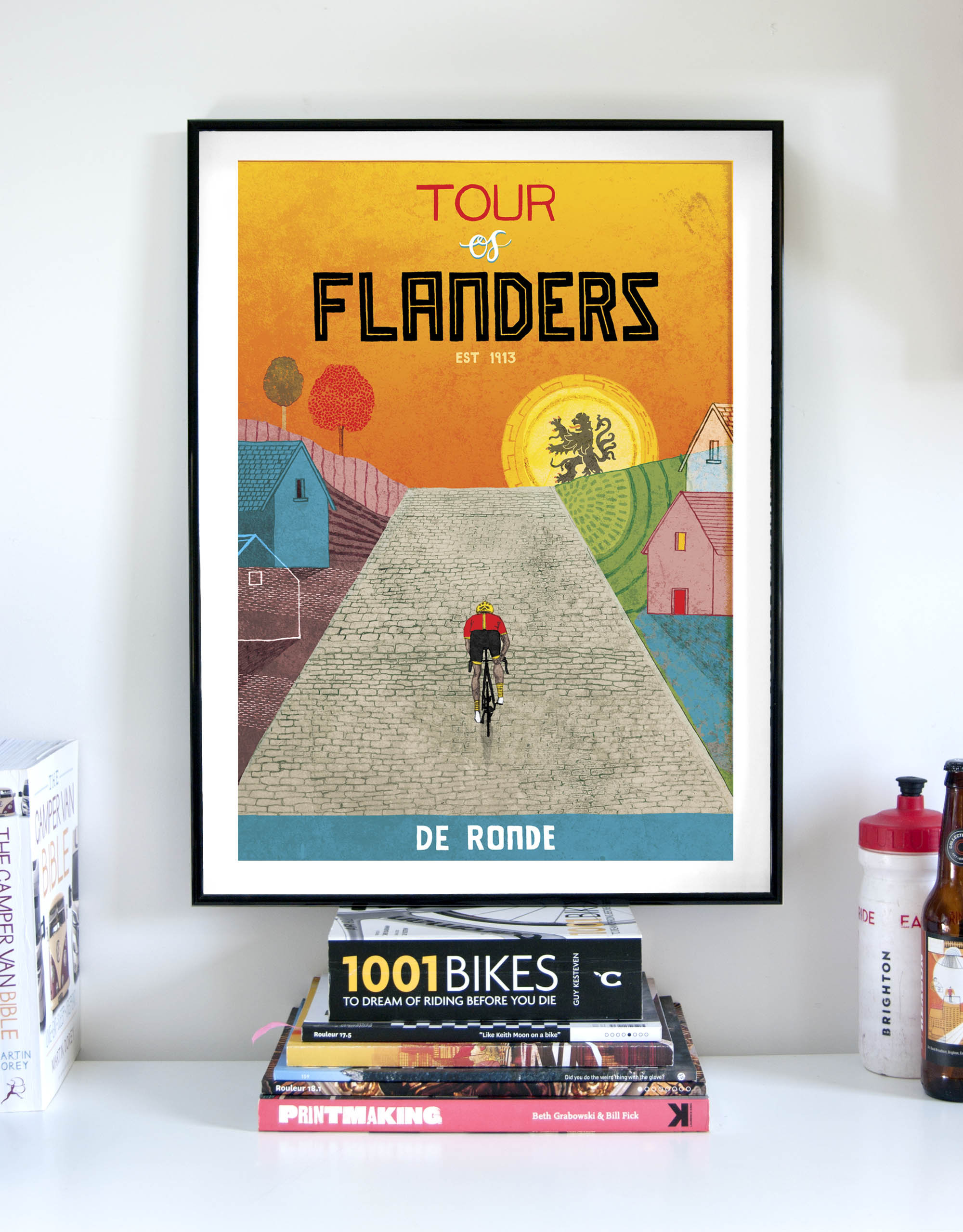 Cycling Art Prints X5, Cycle Monuments, Spring Classic Cycling Races ...